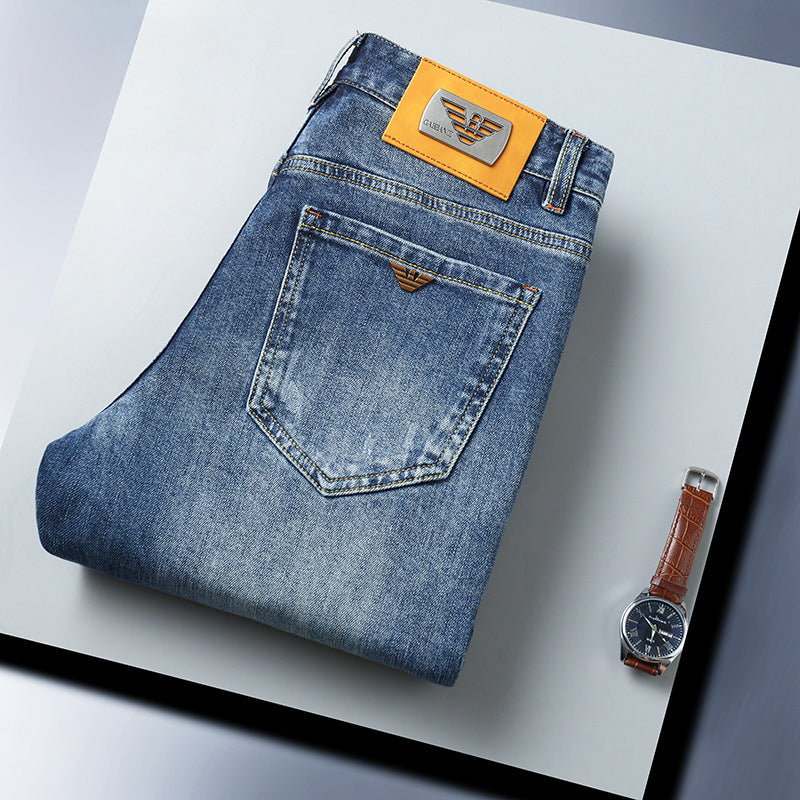 Men's Retro Slim Fit Stretch Cotton High-end Jeans – exrossy